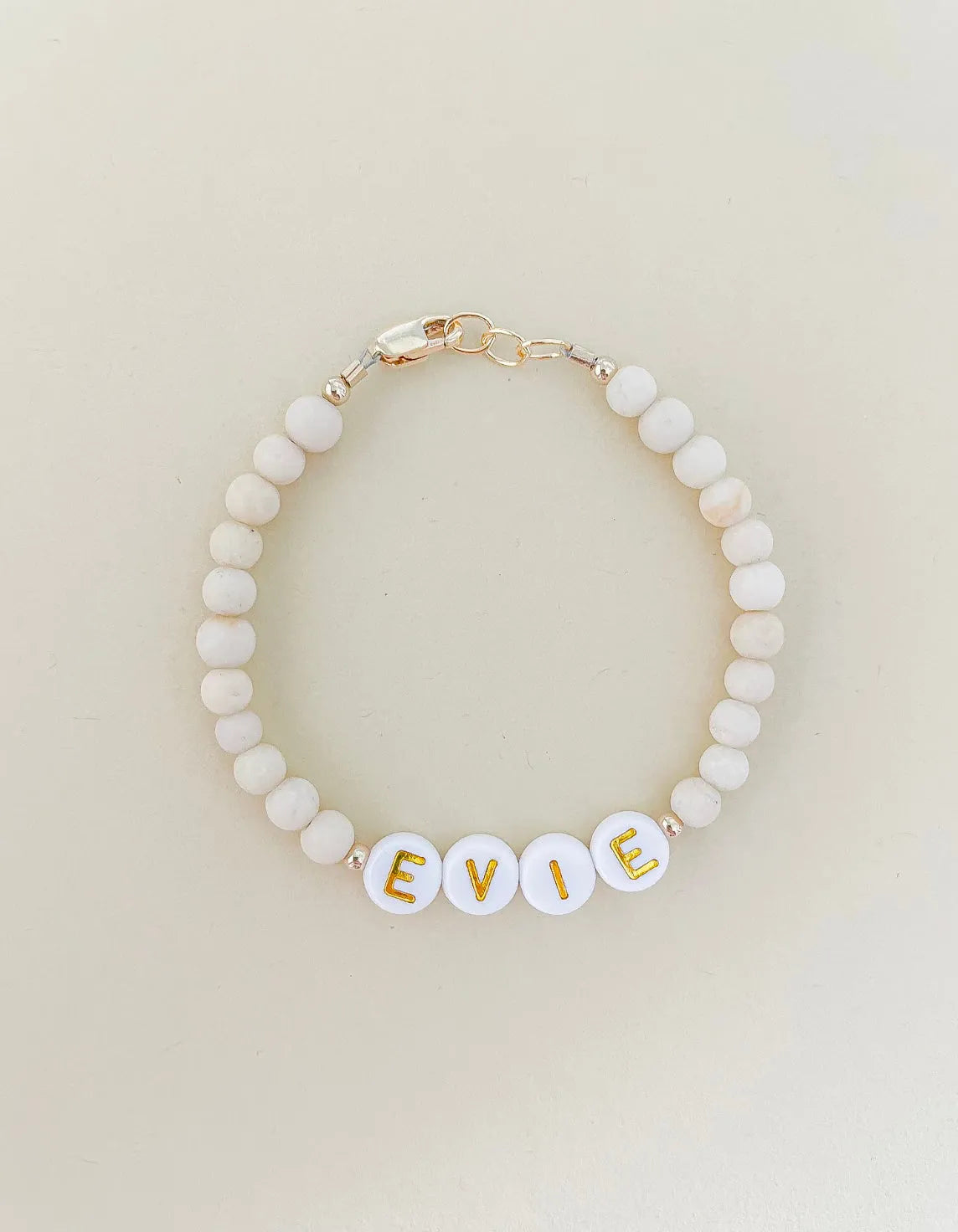 Personalized Name Mommy & Baby Bracelet in Creamy Beads | Reverie Threads